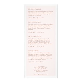 Simple Light Pink Spa Salon Price List Menu | Zazzle