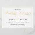 Simple Lines Calligraphy Elegant Welcome Dinner Foil Invitation | Zazzle