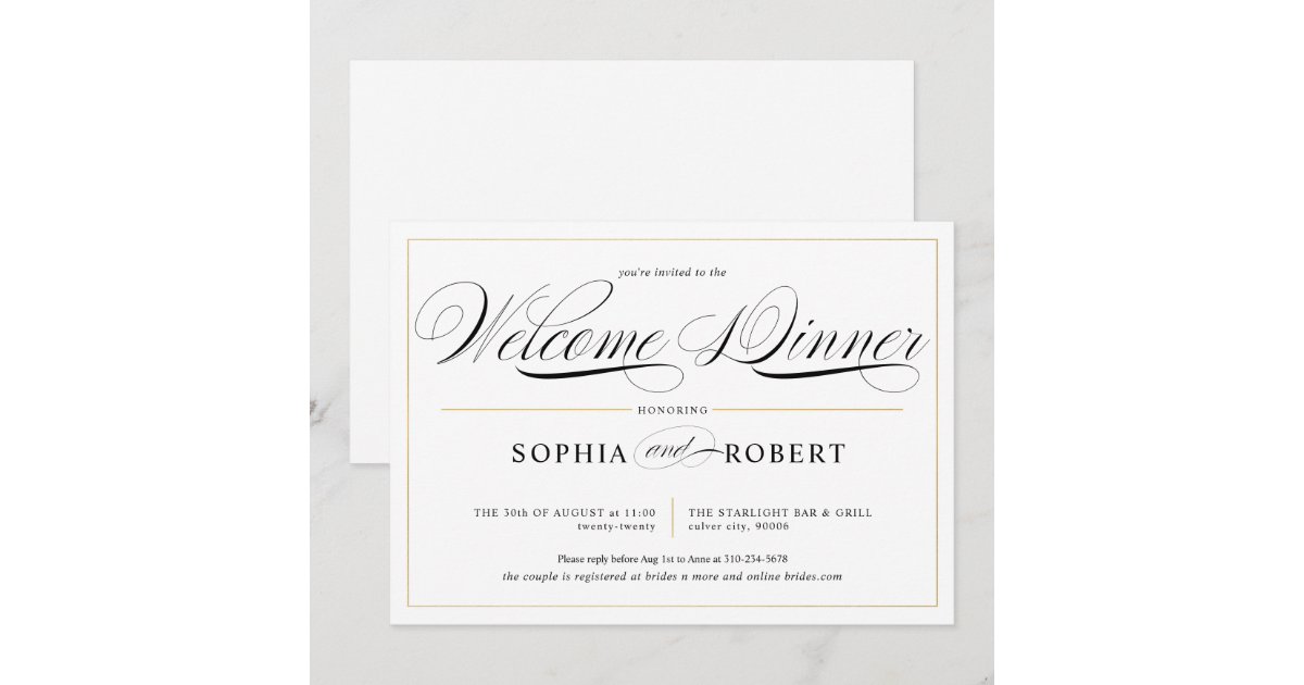 Simple Lines Calligraphy Elegant Welcome Dinner Invitation | Zazzle