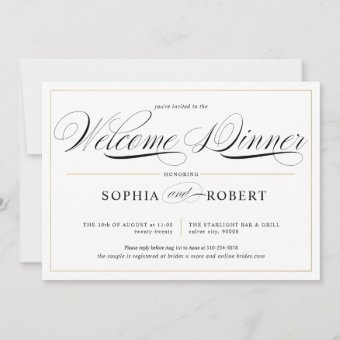 Simple Lines Calligraphy Elegant Welcome Dinner Invitation | Zazzle