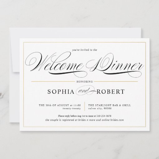 Simple Lines Calligraphy Elegant Welcome Dinner Invitation | Zazzle