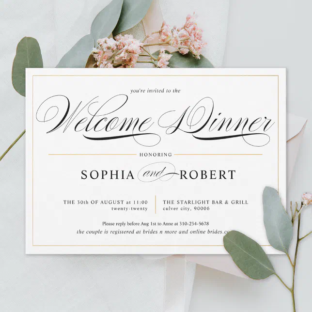 Simple Lines Calligraphy Elegant Welcome Dinner Invitation | Zazzle