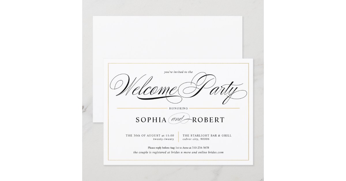 Simple Lines Calligraphy Elegant Welcome Party Invitation | Zazzle