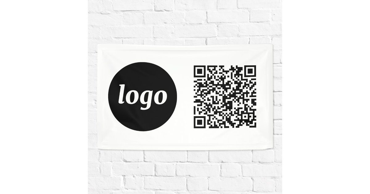 Simple Logo and Business QR Code Banner | Zazzle