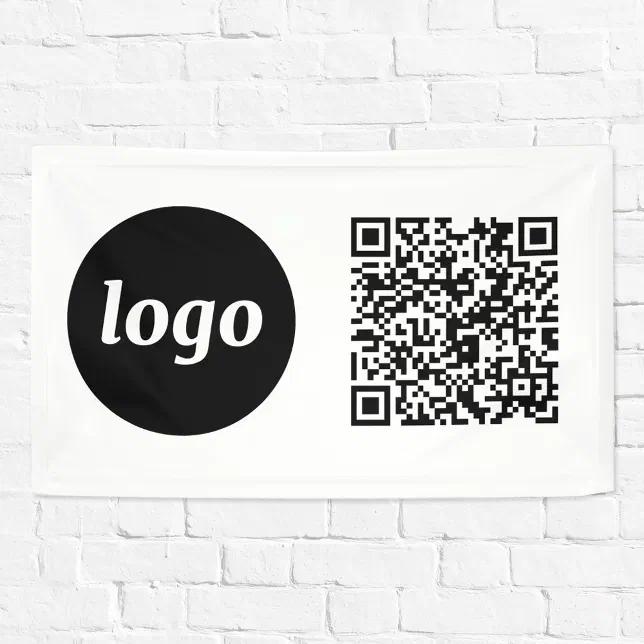 Simple Logo and Business QR Code Banner | Zazzle