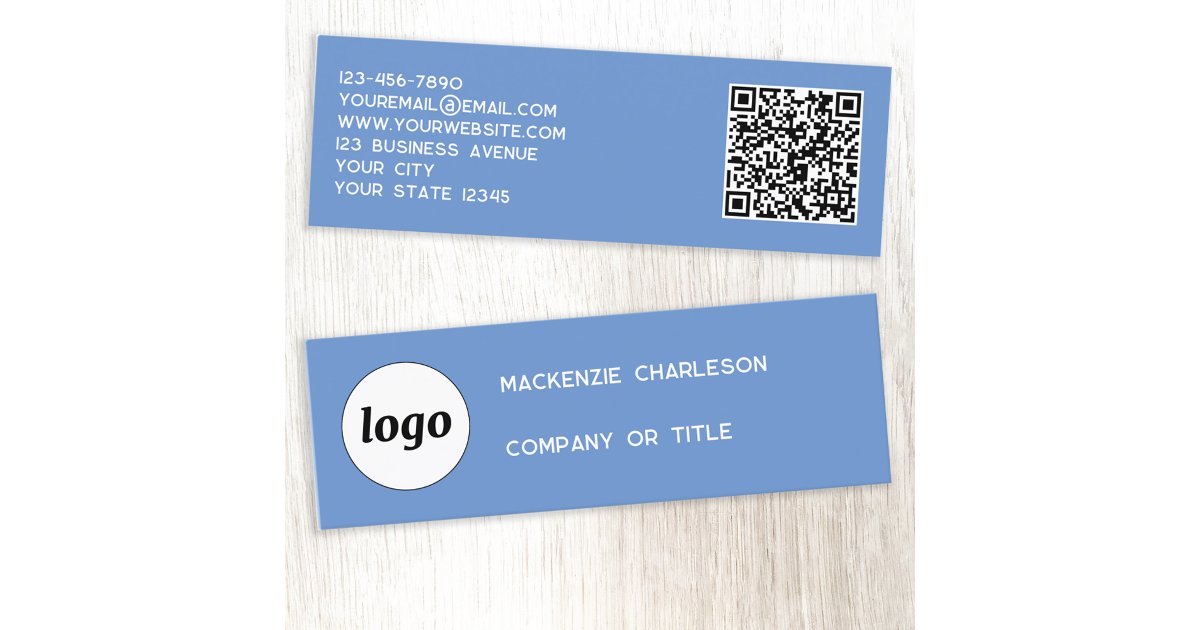 Simple Logo and QR Code Blue Mini Business Card | Zazzle
