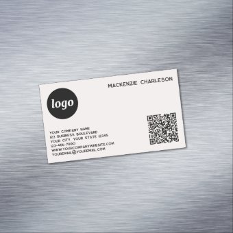 Simple Logo and QR Code Blush Pink Business Card Magnet | Zazzle