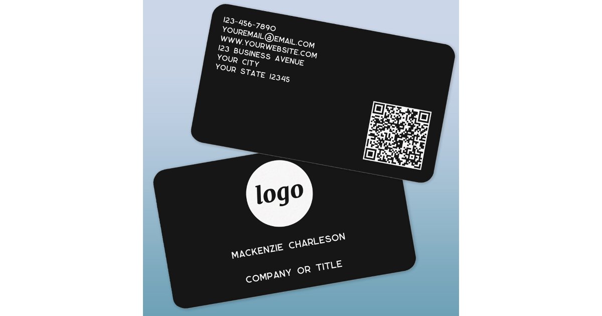 Simple Logo and QR Code Business Card | Zazzle