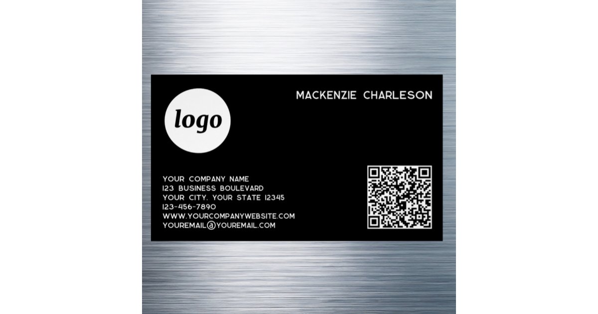 Simple Logo and QR Code Business Card Magnet | Zazzle