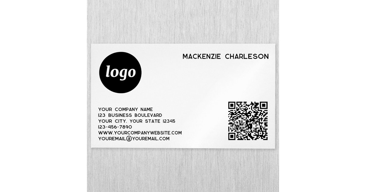 Simple Logo and QR Code Business Card Magnet | Zazzle