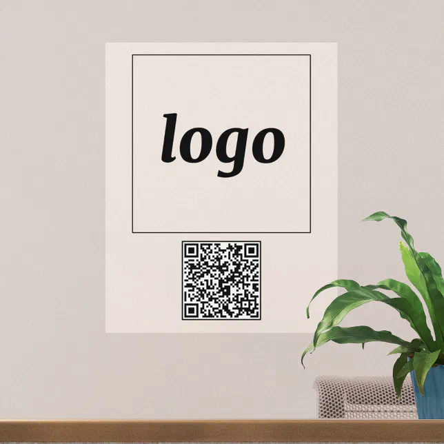 Simple Logo and QR Code Business Wall Decal | Zazzle