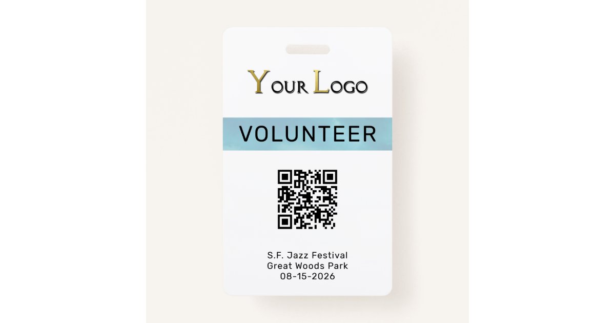 Simple Logo and QR Code Event Badge | Zazzle