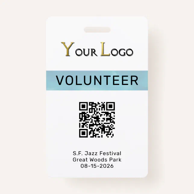 Simple Logo and QR Code Event Badge | Zazzle