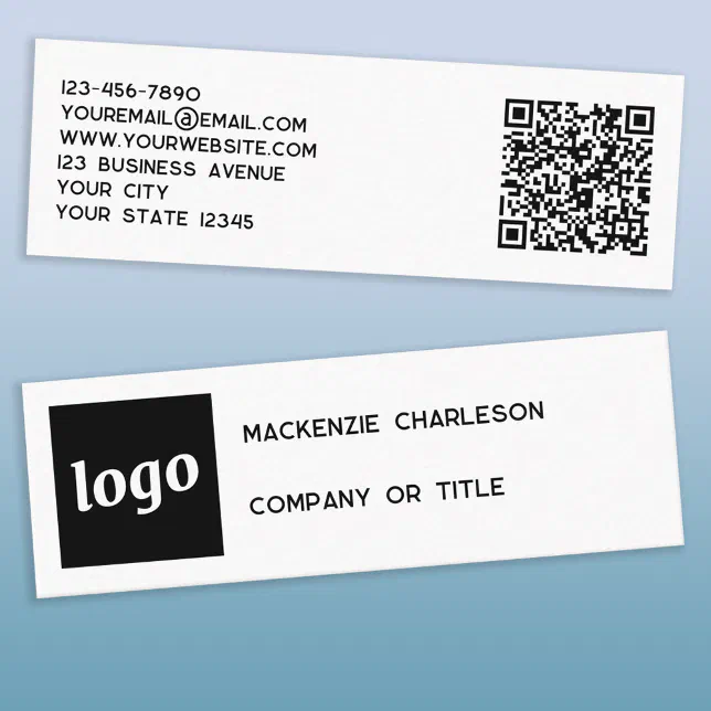 Simple Logo and QR Code Mini Business Card | Zazzle