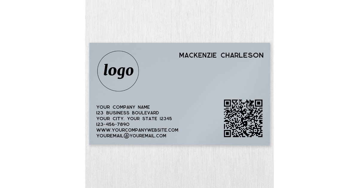 Simple Logo and QR Code Powder Blue Business Card Magnet | Zazzle