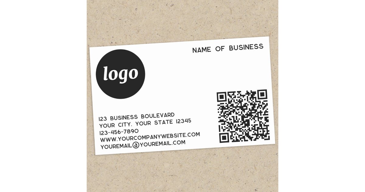 Simple Logo and QR Code Rectangular Sticker | Zazzle