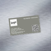 Simple Logo and QR Code Sage Green Business Card Magnet | Zazzle