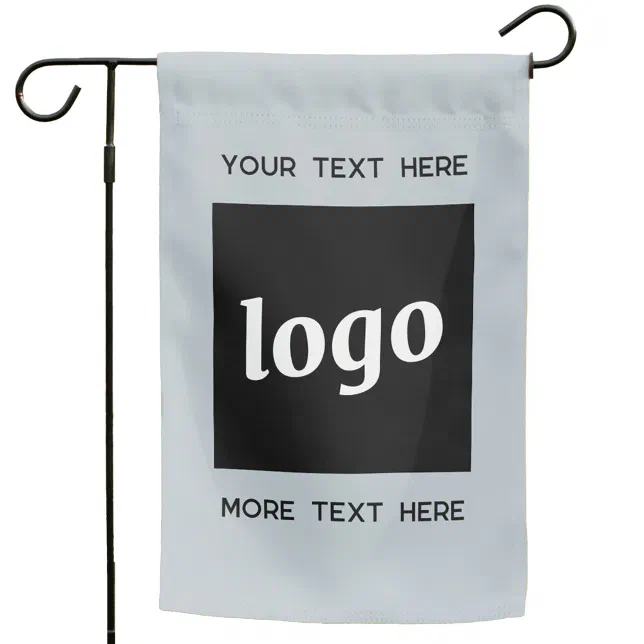 Simple Logo and Text Business Blue Garden Flag | Zazzle