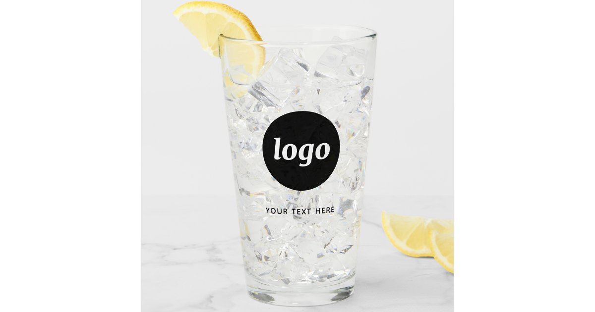 Simple Logo and Text Business Glass | Zazzle