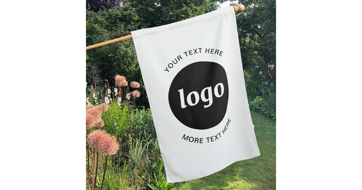 Simple Logo and Text Business House Flag | Zazzle