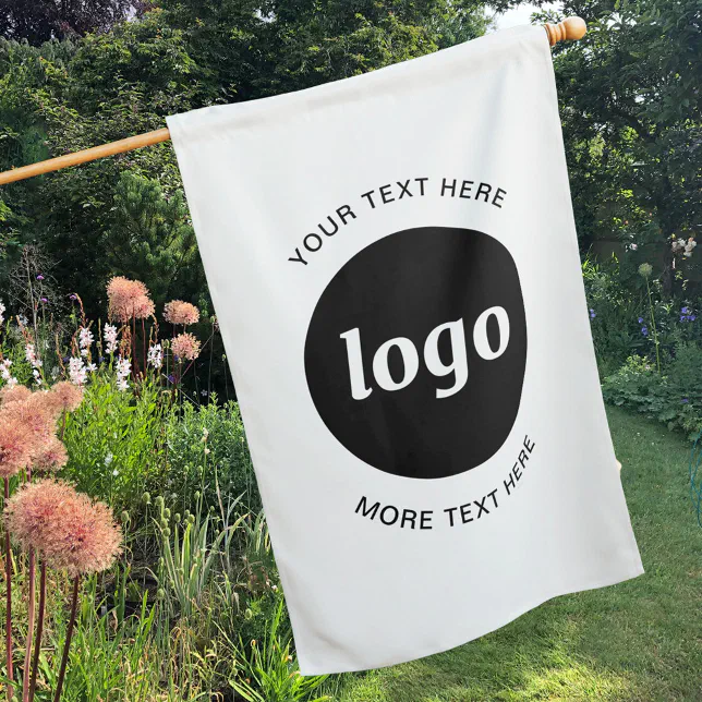 Simple Logo and Text Business House Flag | Zazzle