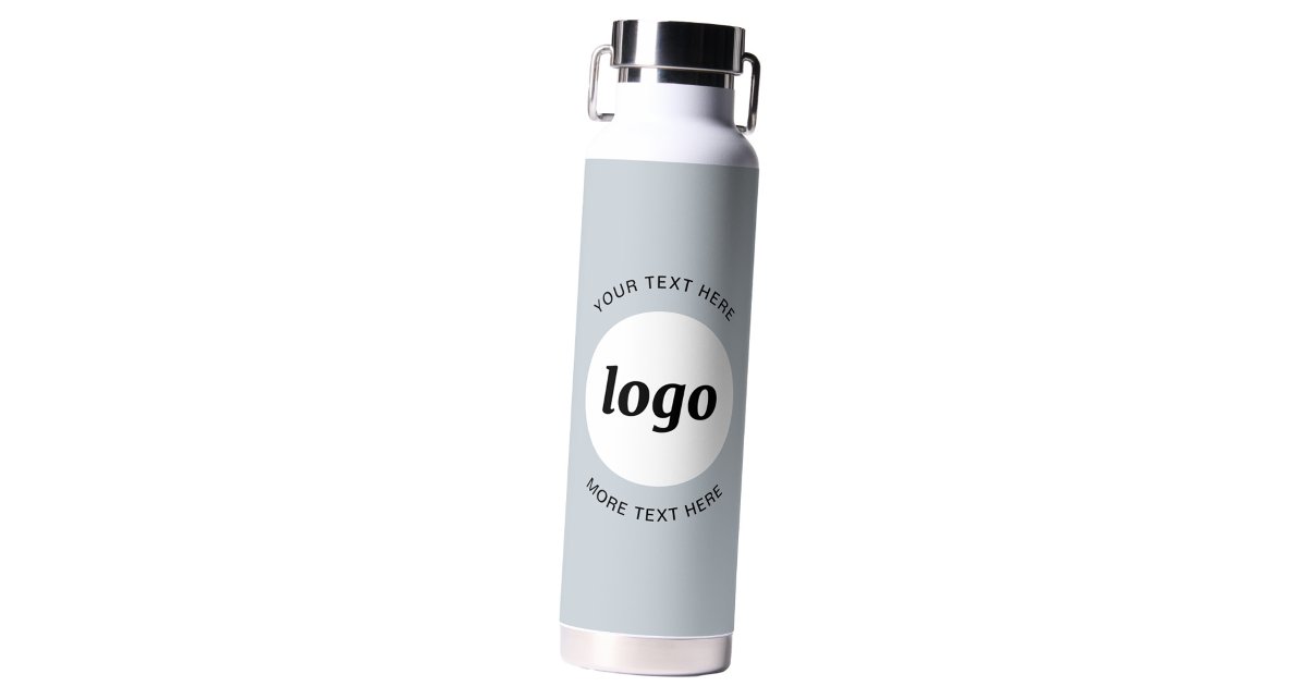 Simple Logo and Text Business Powder Blue Water Bottle | Zazzle