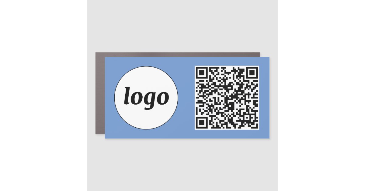 Simple Logo and Text Business QR Code Blue Car Magnet | Zazzle