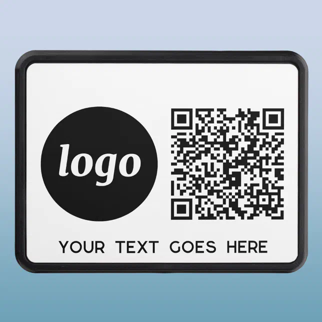 Simple Logo and Text Business QR Code Hitch Cover | Zazzle