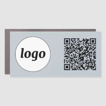 Simple Logo and Text Business QR Code Powder Blue Car Magnet | Zazzle