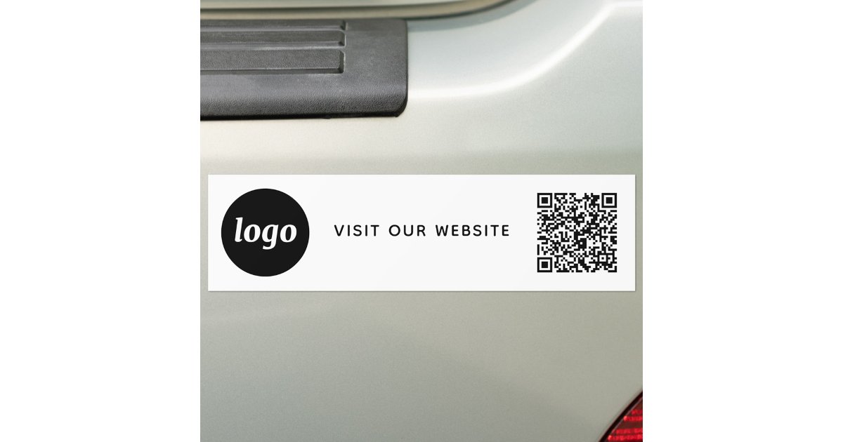 Simple Logo and Text Business QR Code Promotional Bumper Sticker | Zazzle