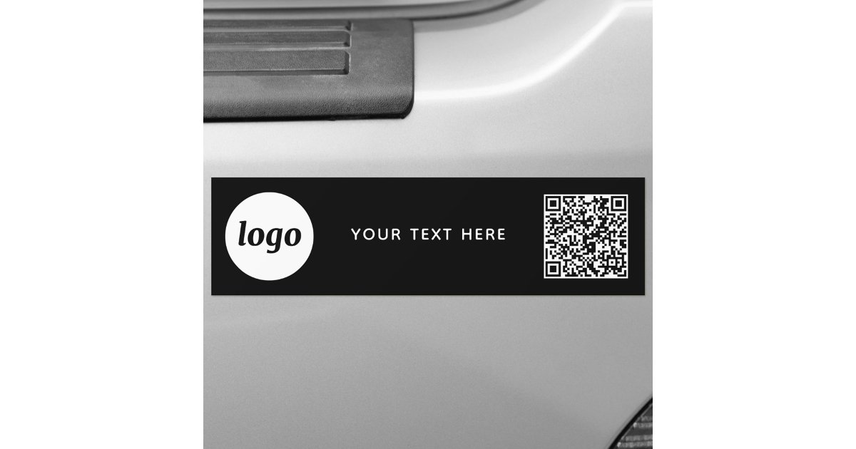 Simple Logo and Text Business QR Code Promotional Bumper Sticker | Zazzle