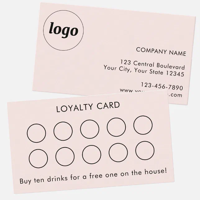 Simple Logo and Text Customer Loyalty Card Pink | Zazzle