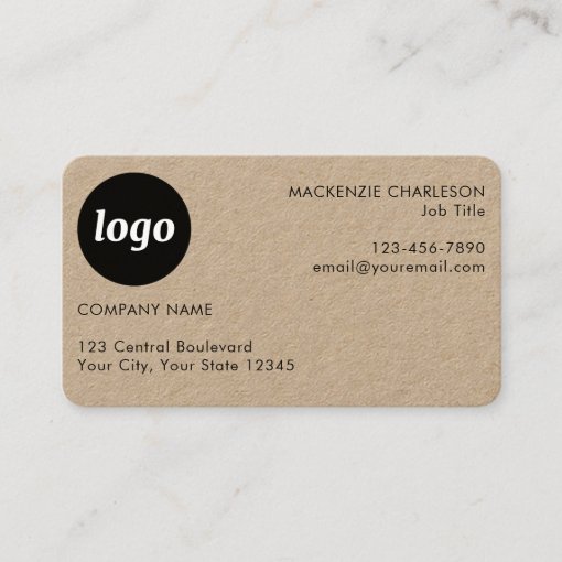 Simple Logo and Text Kraft Business Card | Zazzle