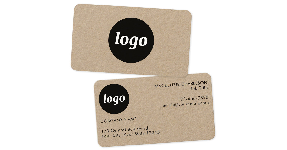 Simple Logo and Text Kraft Business Card | Zazzle