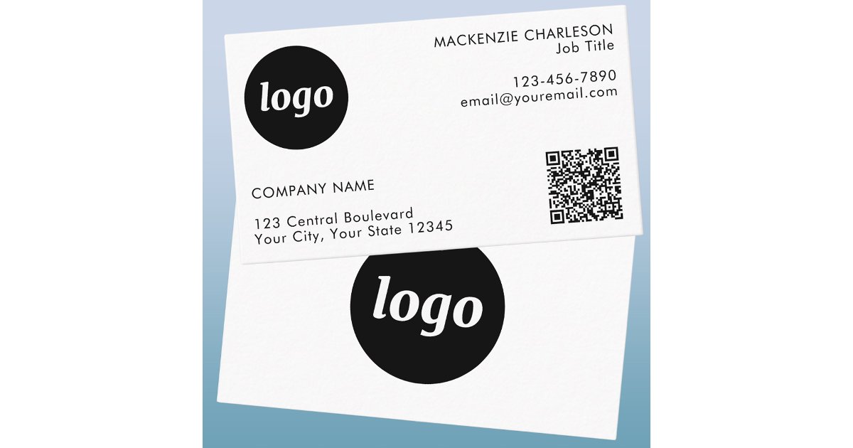 Simple Logo and Text QR Code Business Card | Zazzle