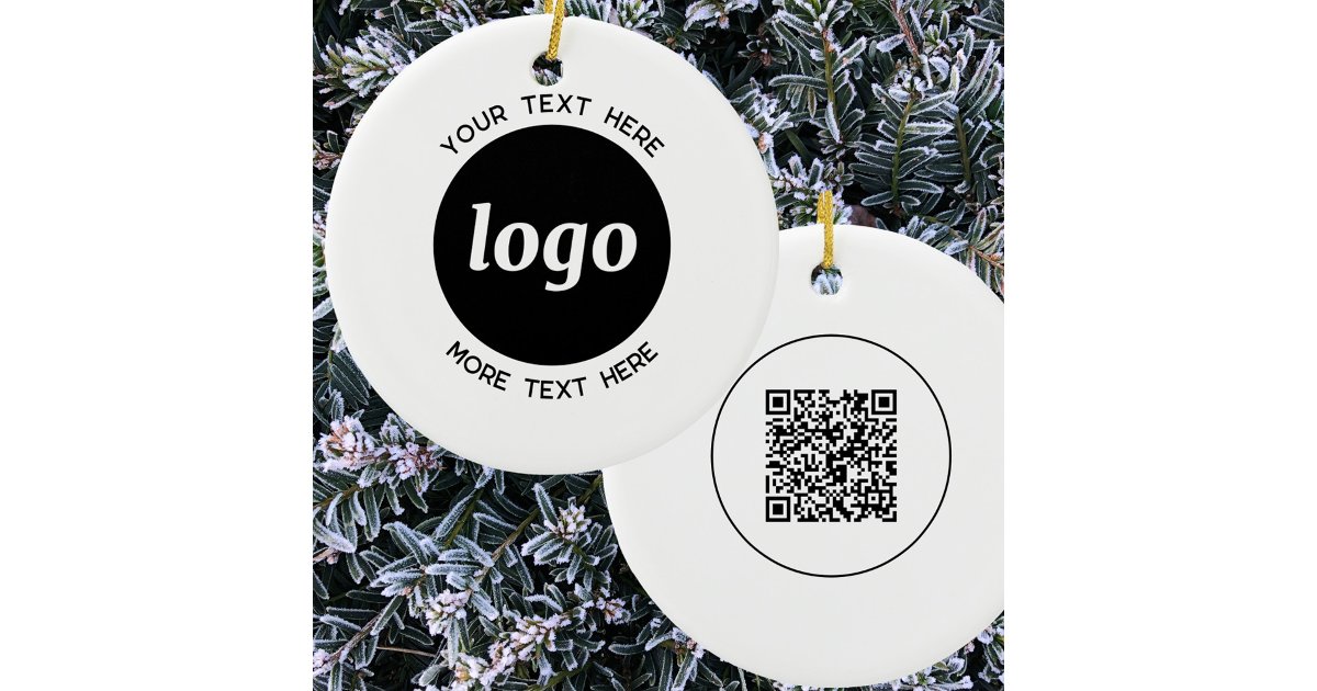 Simple Logo and Text QR Code Ceramic Ornament | Zazzle