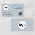 Simple Logo and Text QR Code Powder Blue Business Card | Zazzle