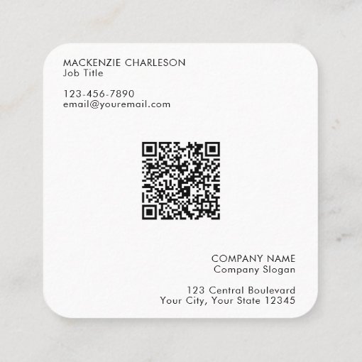 Simple Logo and Text QR Code Square Business Card | Zazzle