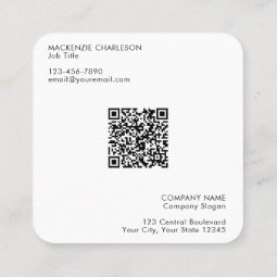 Simple Logo and Text QR Code Square Business Card | Zazzle