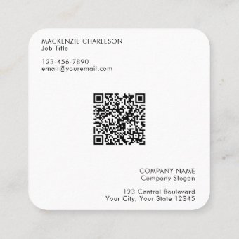 Simple Logo and Text QR Code Square Business Card | Zazzle