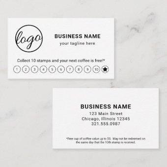 Simple Logo Black and White Star Modern Loyalty Card | Zazzle