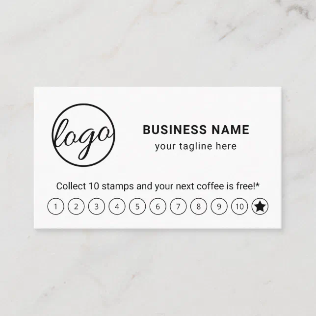 Simple Logo Black and White Star Modern Loyalty Card | Zazzle