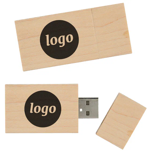 Simple Logo Business Branding Promotional Wood Flash Drive | Zazzle