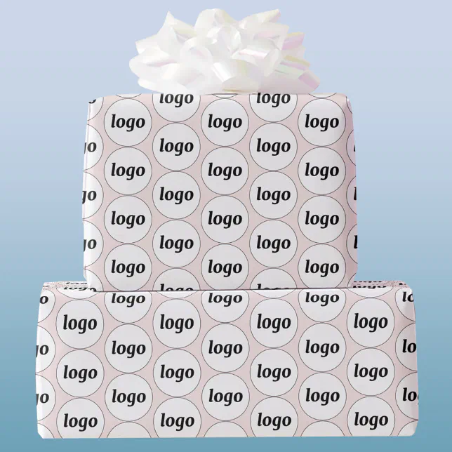 Simple Logo Business Pattern Blush Pink Wrapping Paper | Zazzle