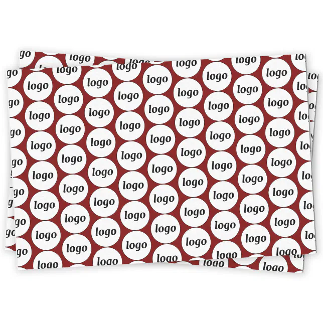 Simple Logo Business Pattern Burgundy Red Tissue Paper | Zazzle