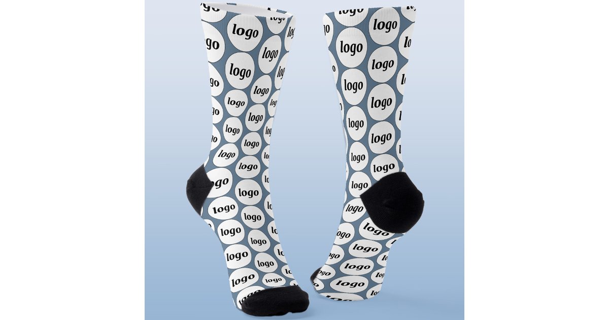 Simple Logo Business Pattern Dusty Blue Socks | Zazzle