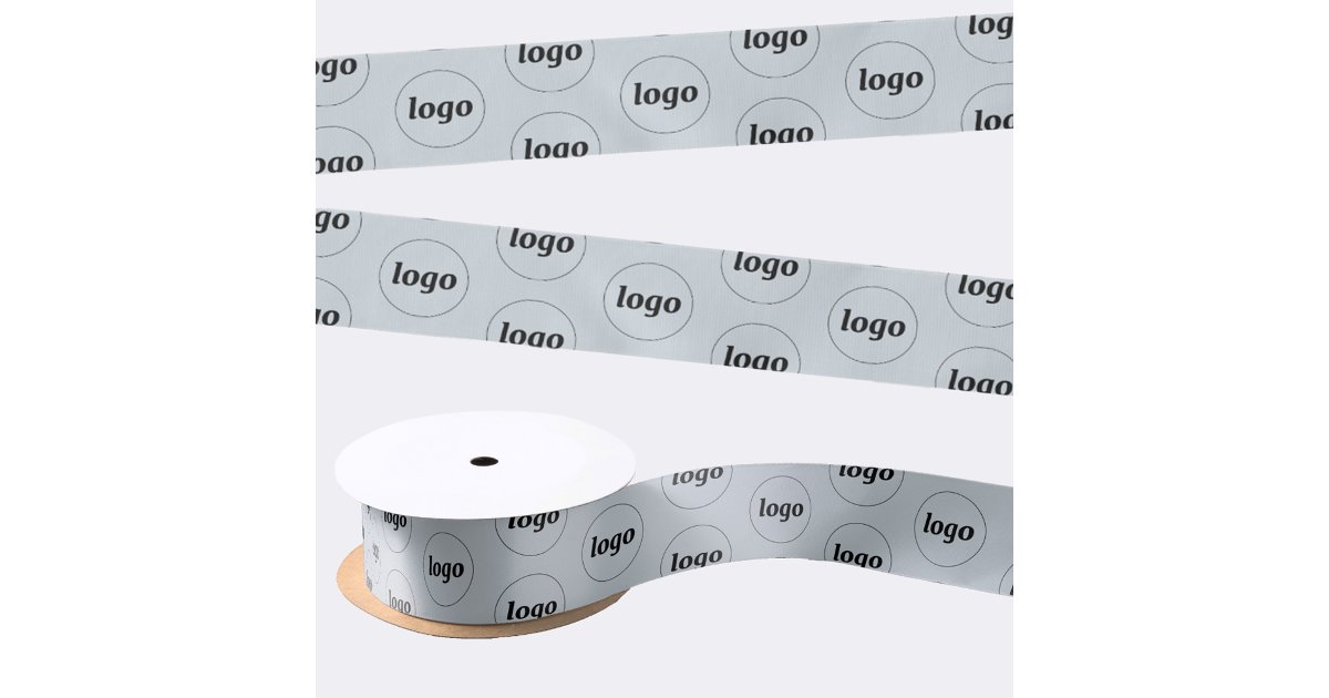 Simple Logo Business Promotional Blue Satin Ribbon | Zazzle