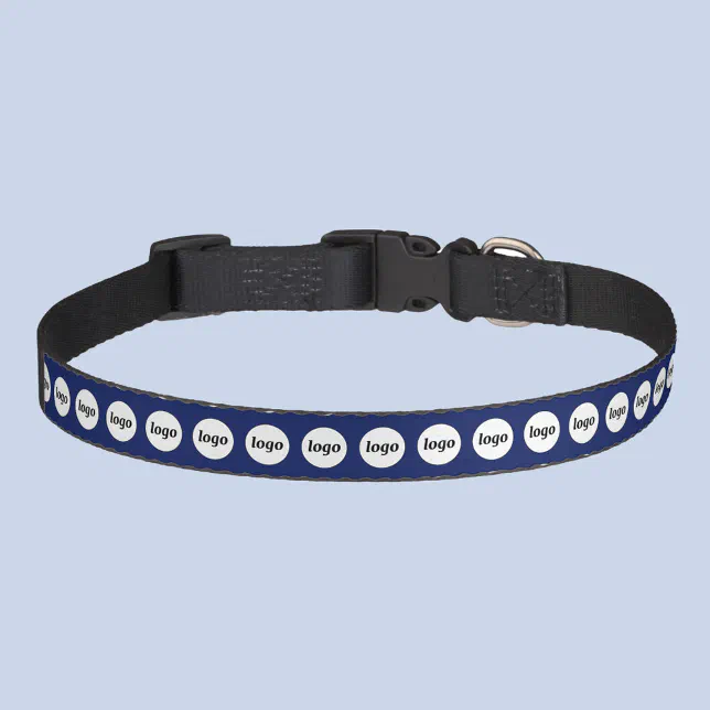 Simple Logo Business Promotional Navy Blue Pet Collar | Zazzle