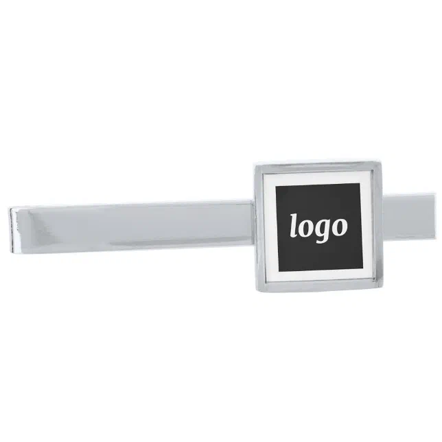 Simple Logo Business Promotional Silver Finish Tie Bar | Zazzle