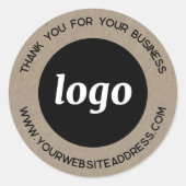 Simple Logo Business Thank You Brown Paper Effect Classic Round Sticker ...